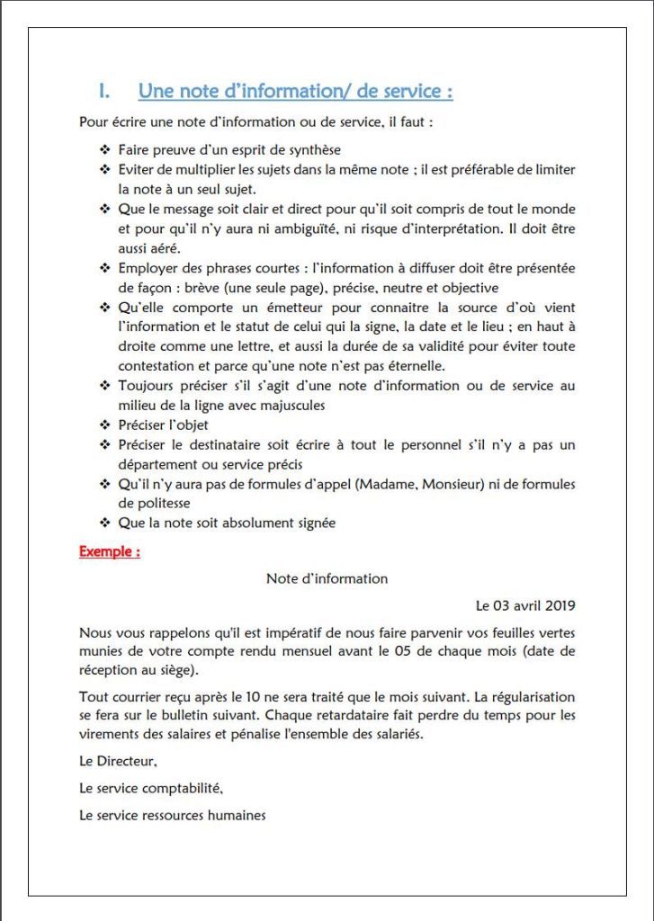 Comment rédiger une note d'information efficace - observatoire-ocm.com